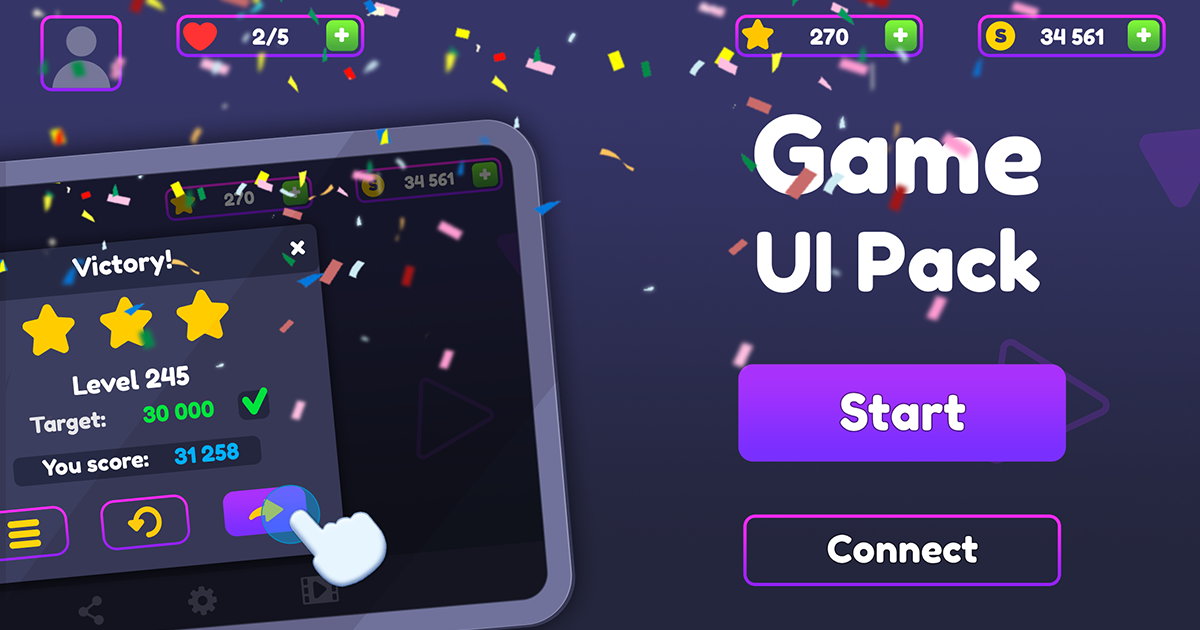 Flat Game GUI Pack | 2D GUI | Unity Asset Store