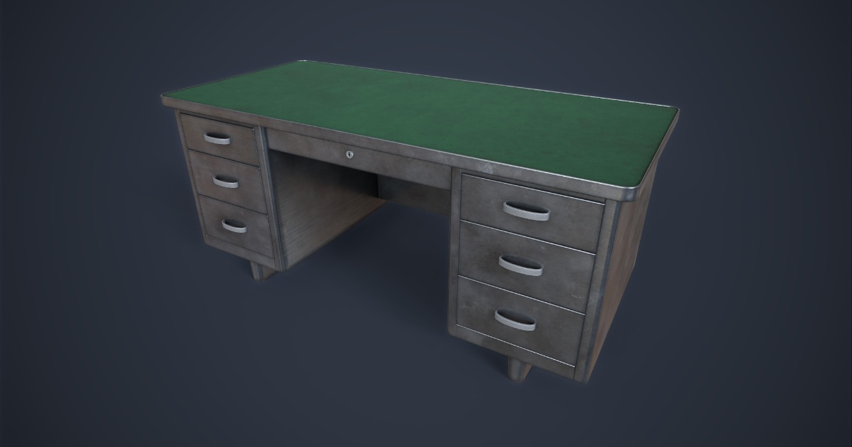 Metal retro office desk | 3D Furniture | Unity Asset Store