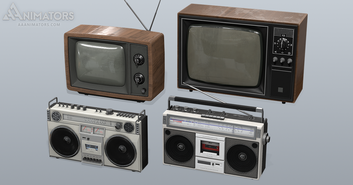 Low Poly TV Stereo | 3D Electronics | Unity Asset Store