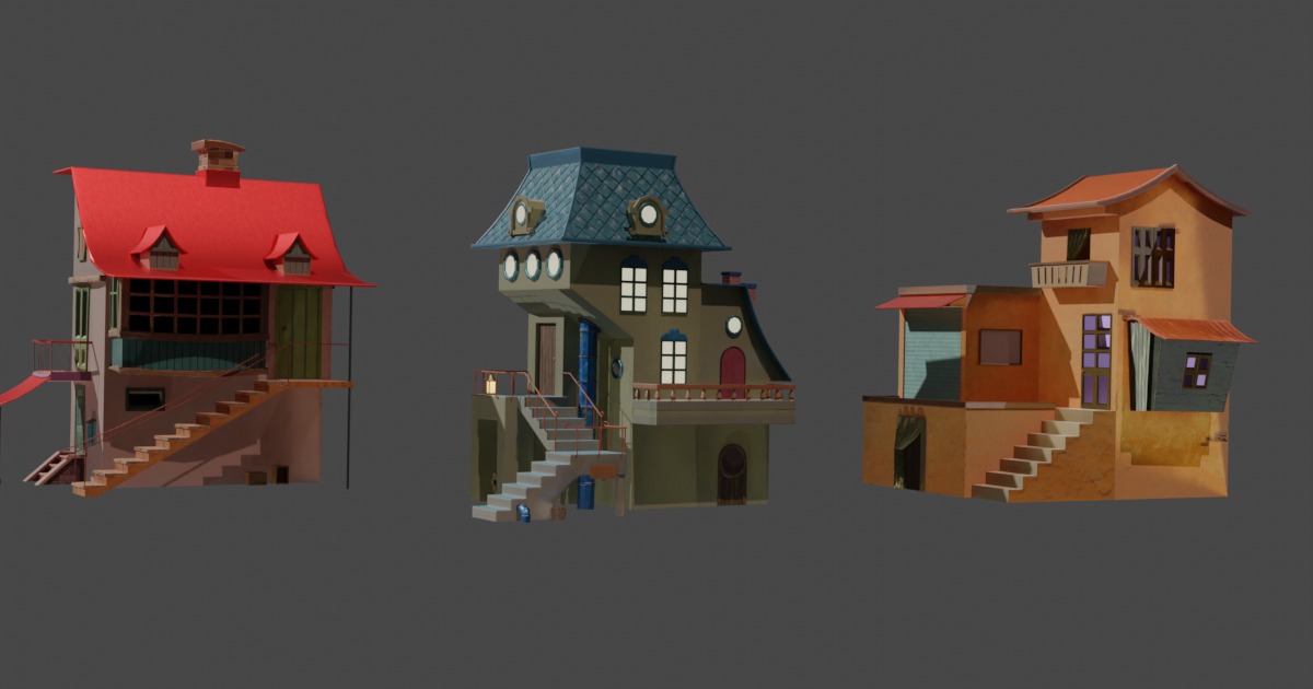 Stylized Low Poly Cottages | 3D Fantasy | Unity Asset Store
