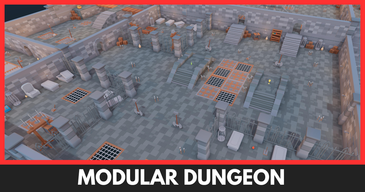 Modular Dungeon - Stylized Low Poly Asset Pack by Ake | 3D Dungeons ...