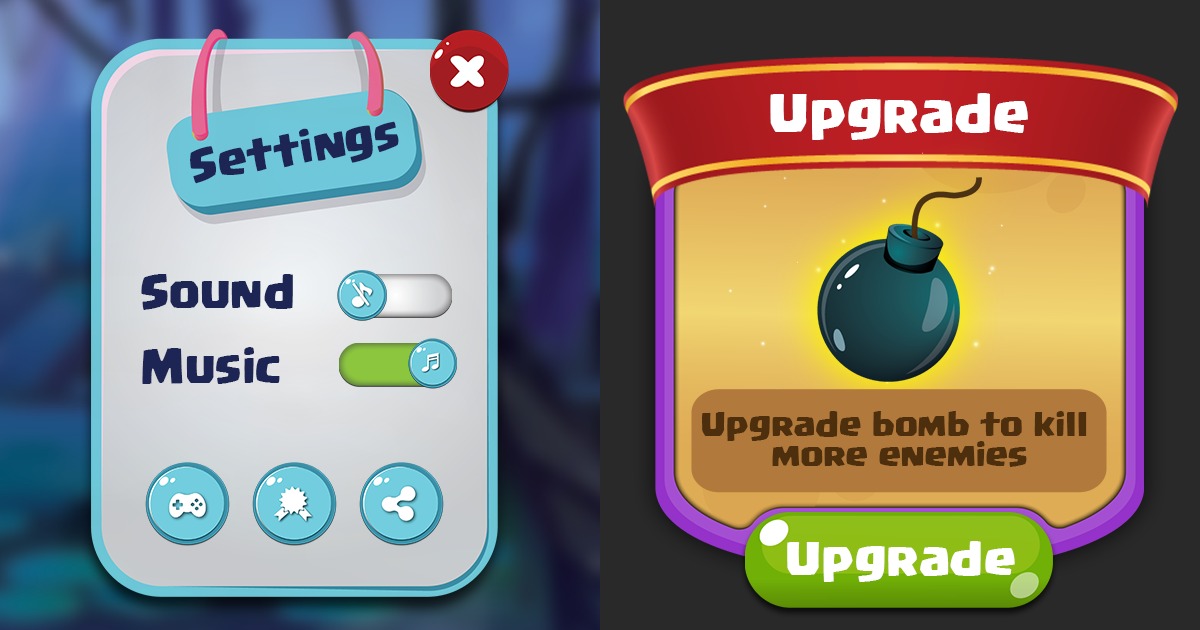 Combo of Awesome Game UI Pack, Button Pack and Icon pack 11 and 18 | 2D ...