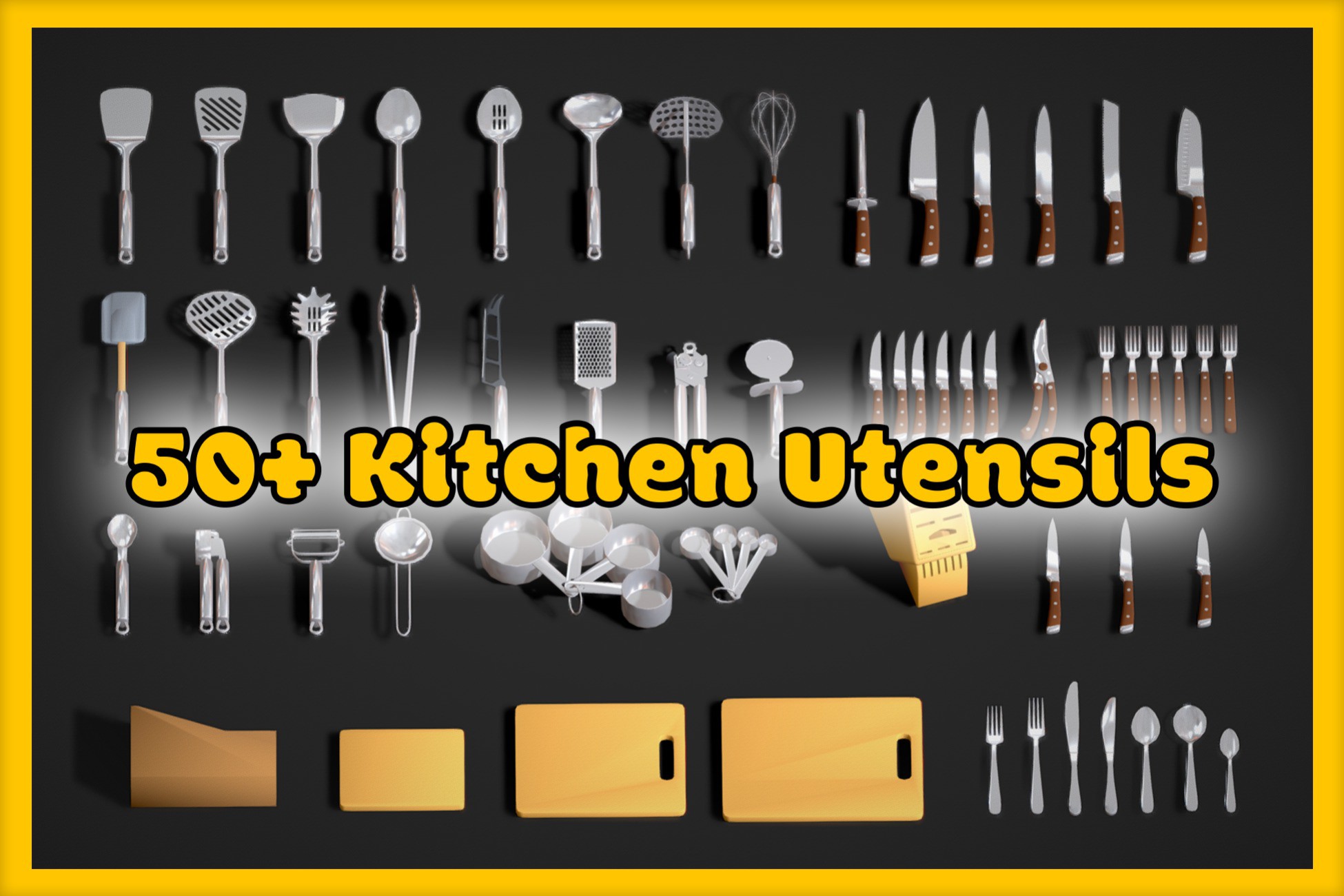 50+ Realistic Kitchen Asset Pack - Low poly Utensils | 3D 道具 | Unity ...