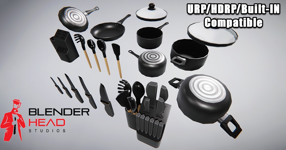 Kitchenware (Pots/Pans/Knives) 3D Asset Pack URP/HDRP/Built-In ...