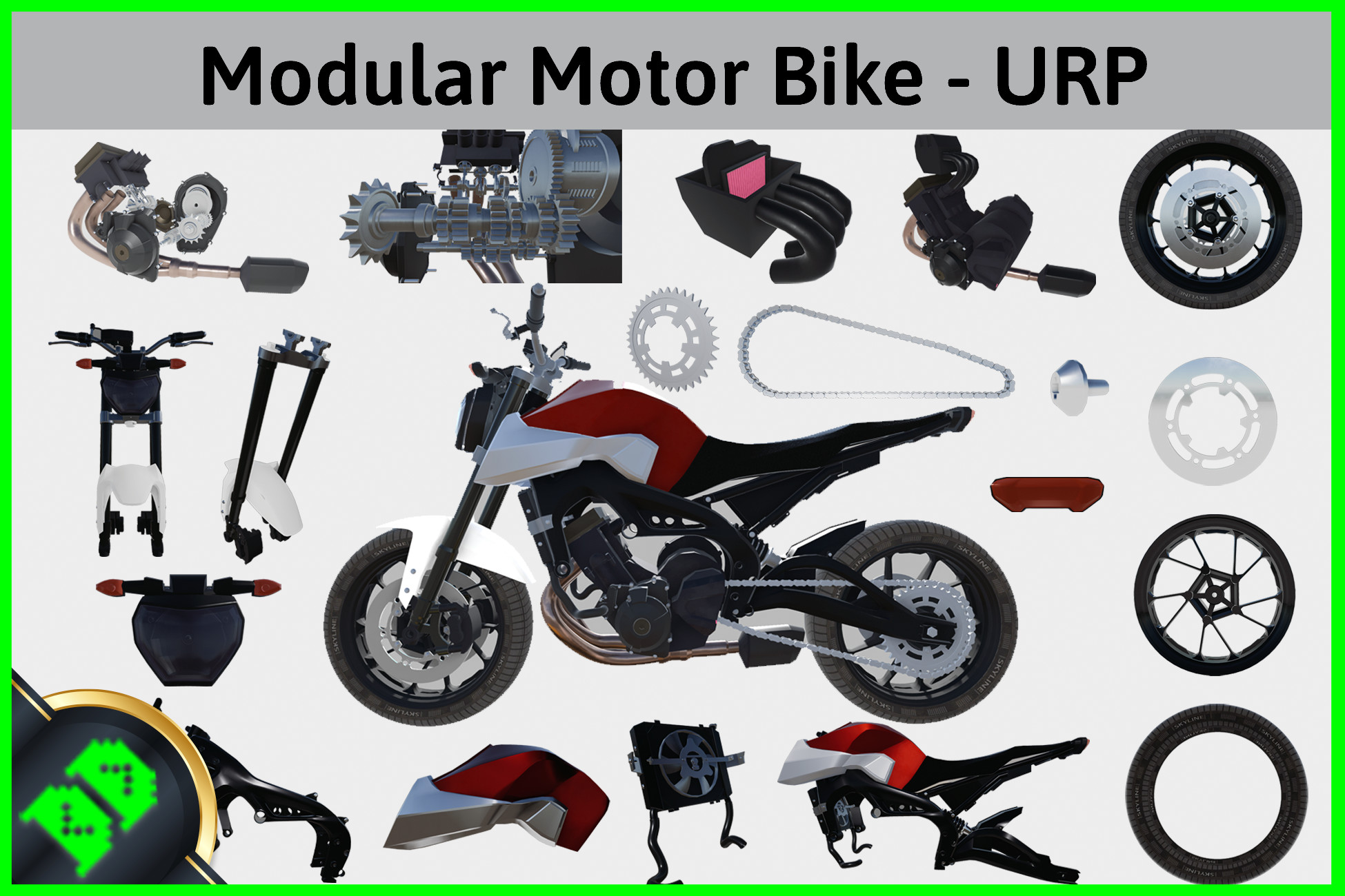 Modular Motor Bike - URP | 3D Vehicles | Unity Asset Store