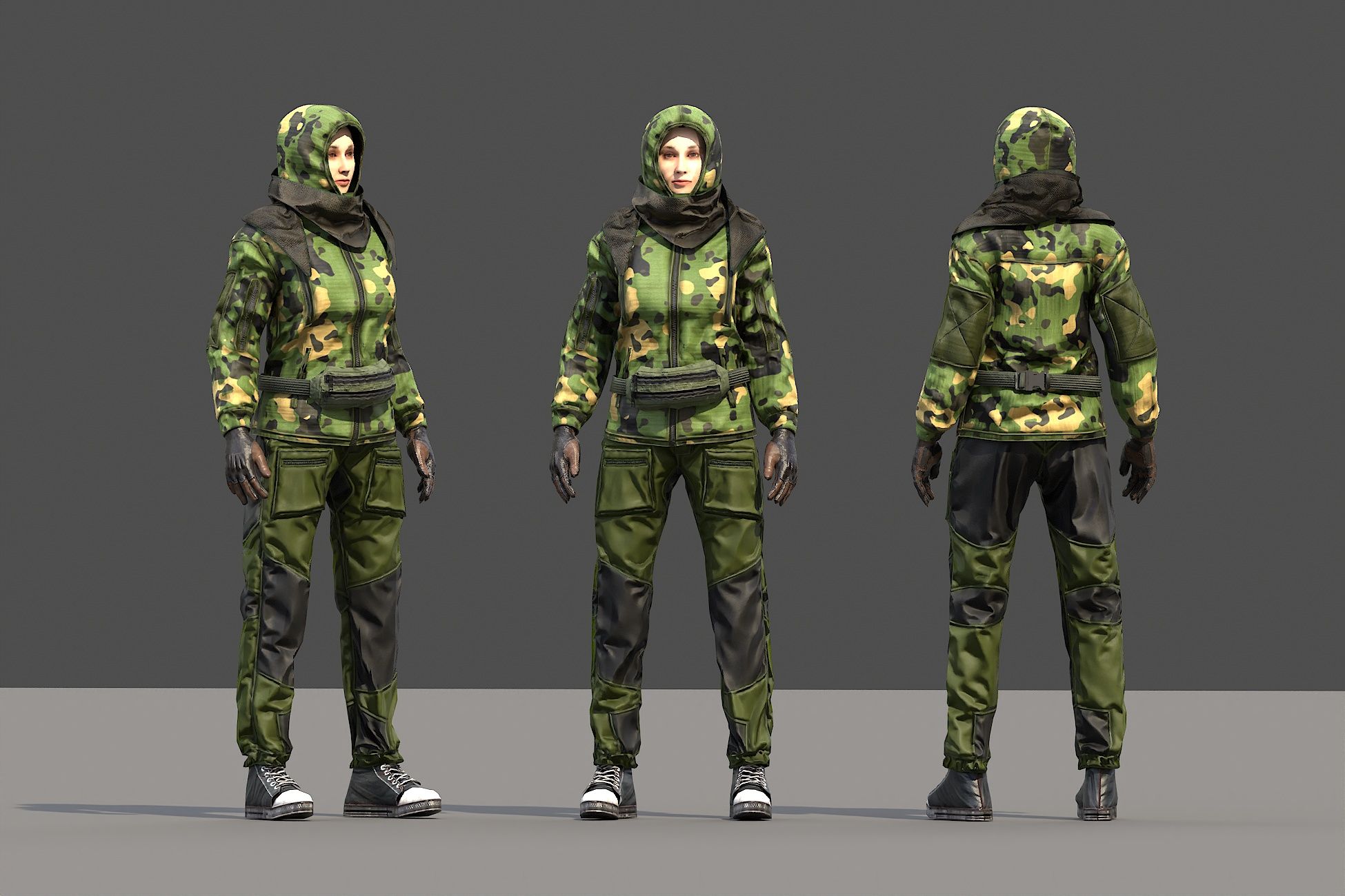 Girl military in camouflage jacket | Characters | Unity Asset Store