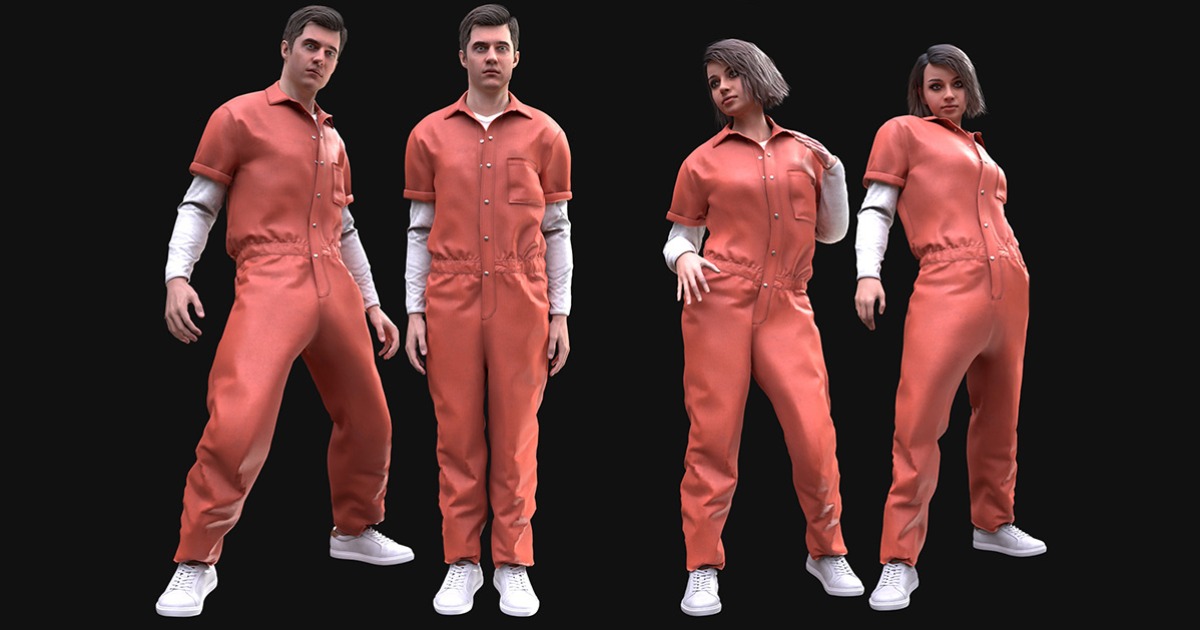 Collection 20 - Man/Woman in Prison Outfit - Rigged | 3D Characters ...