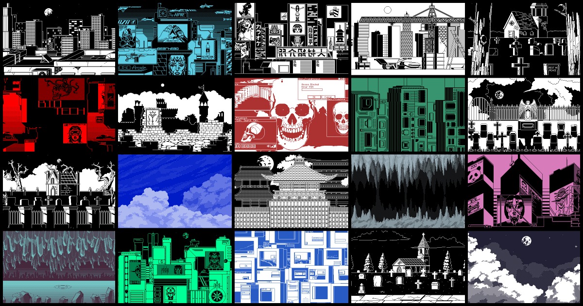 36 1-Bit Backgrounds Pixel Art | 2D 环境 | Unity Asset Store