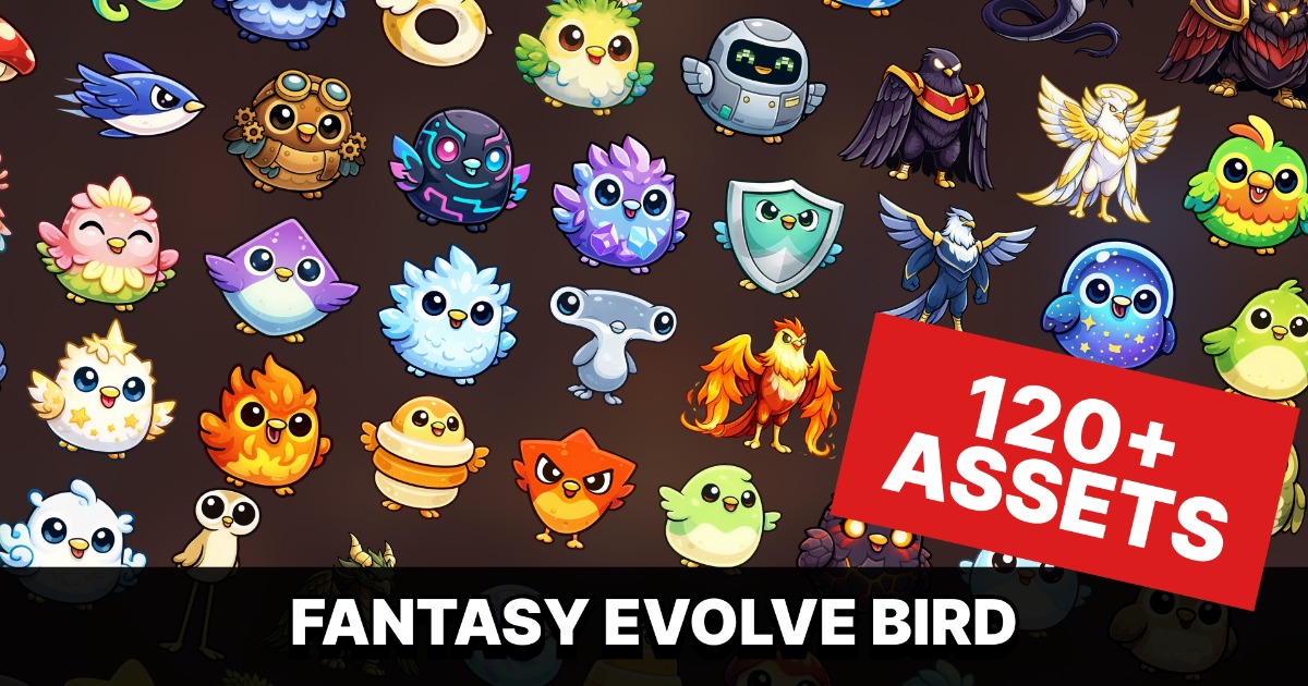 Fantasy Bird Creatures with Elemental Eggs Evolve Characters Pack | 2D ...