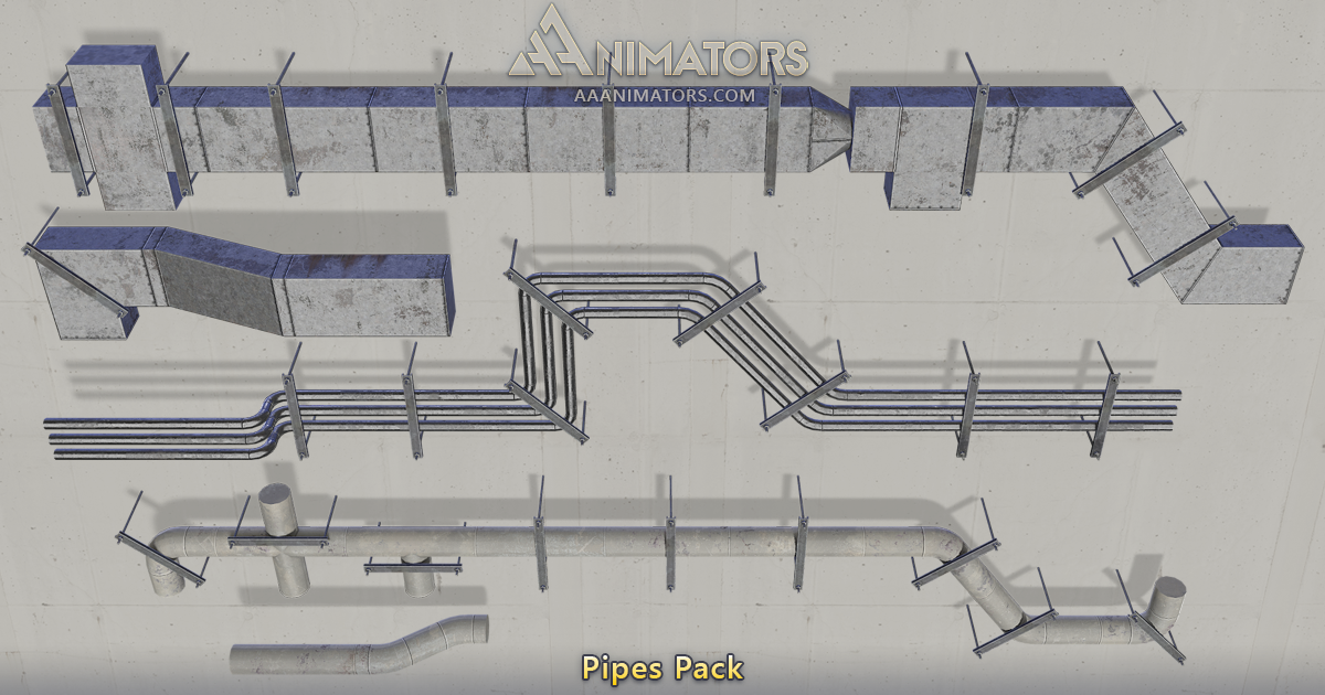 Low Poly Pipes 3 Pack | 3D Industrial | Unity Asset Store