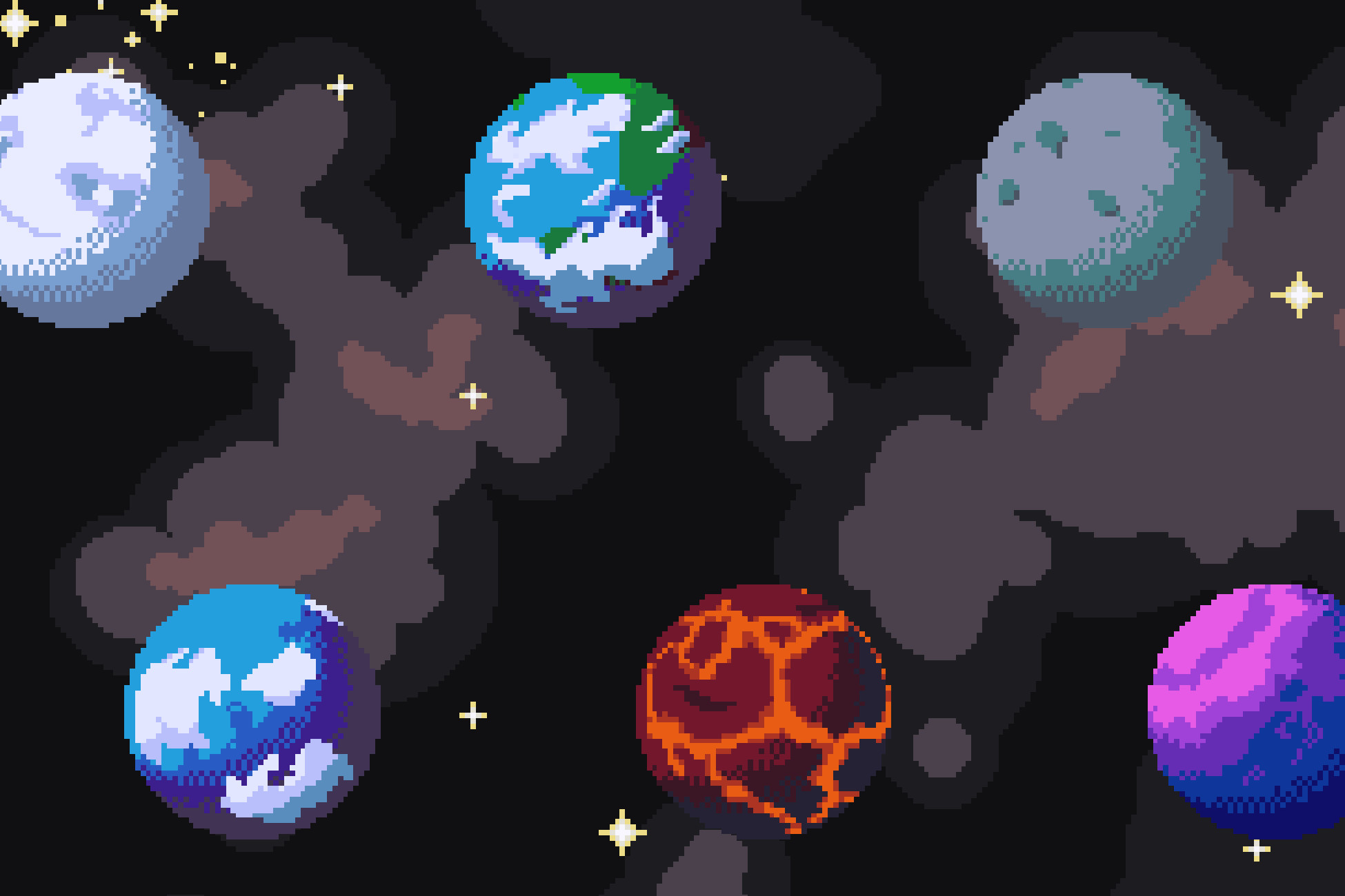Animated pixel art planets | 2D Textures & Materials | Unity Asset Store