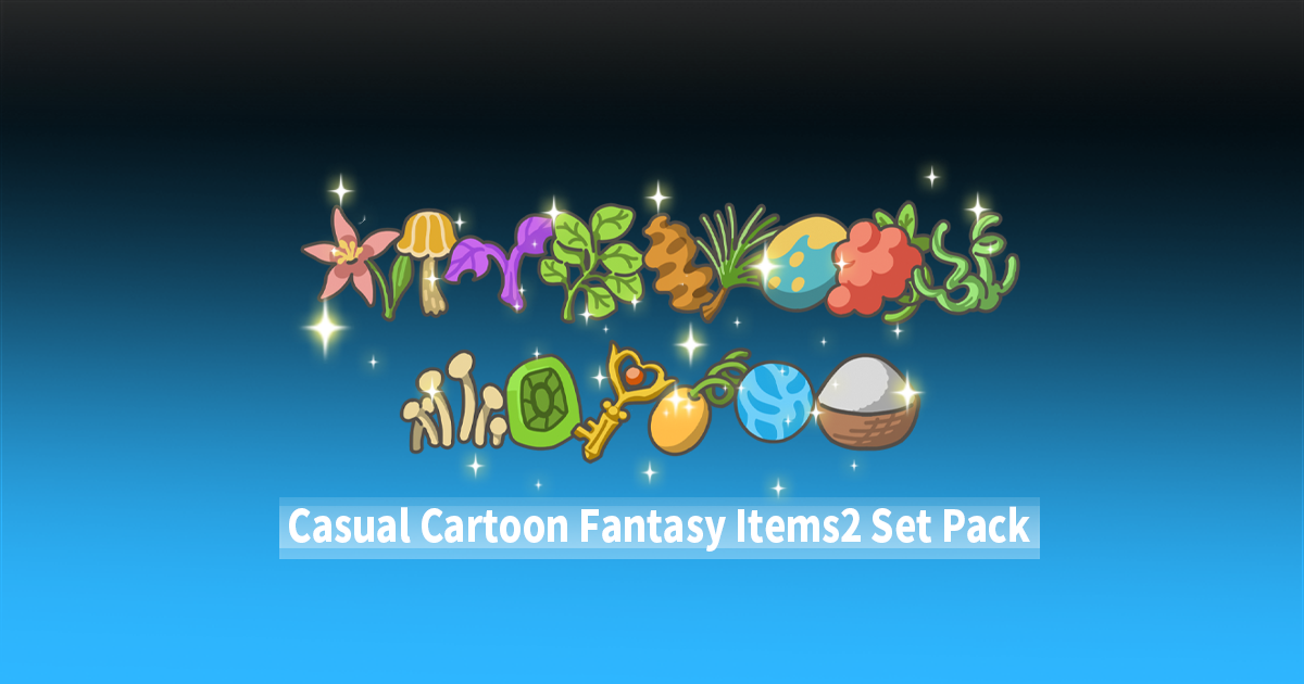 Casual Cartoon Fantasy Items2 Set Pack | 2D Icons | Unity Asset Store