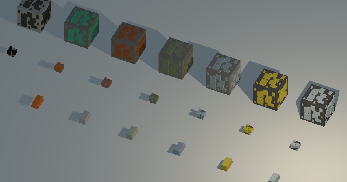 Simple Ores, Chunks, and Bars | 3D Props | Unity Asset Store