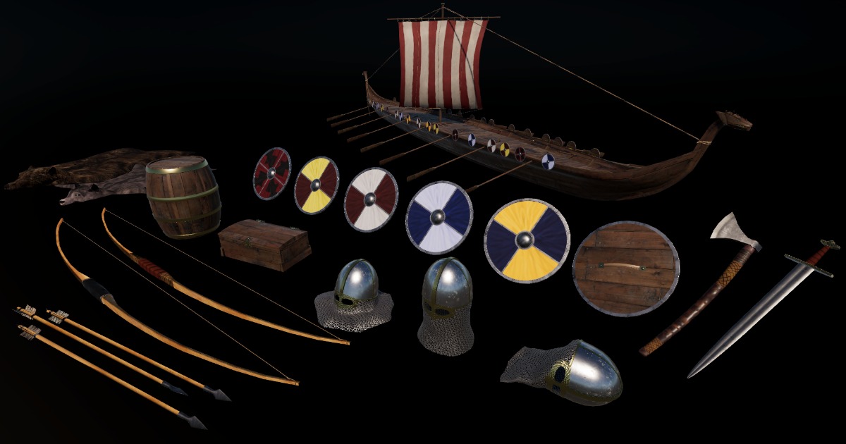 Viking ship and gear with LODs and collision | 3D 小道具 | Unity Asset Store