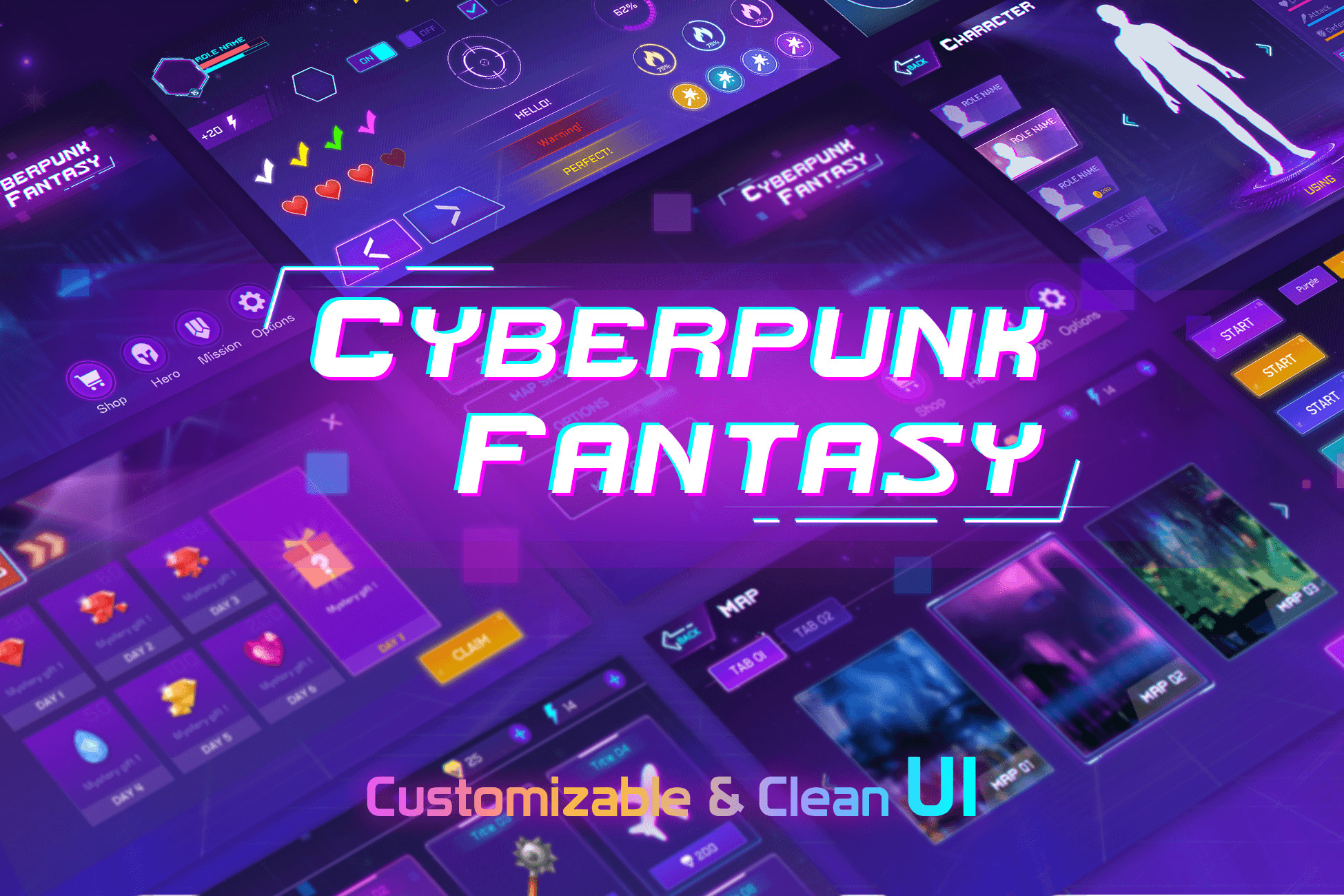 Fantasy Cyberpunk Ui Pack 2d Gui Unity Asset Store