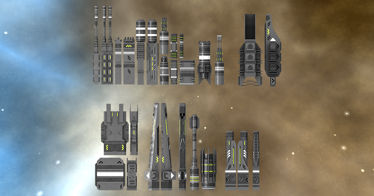2D Enkar Republic Modular Fighter Weapons | 2D Environments | Unity ...
