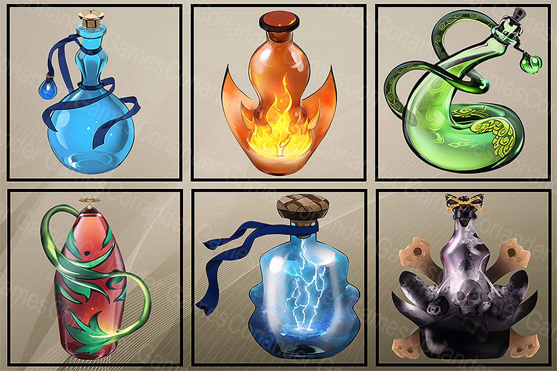 Elemental Potions – (Adventure-RPG) Magic (Potion-Elixir) Stylized Pack ...