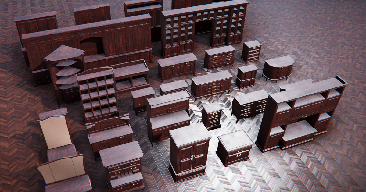 Floor Cabinets Collection | 3D Furniture | Unity Asset Store