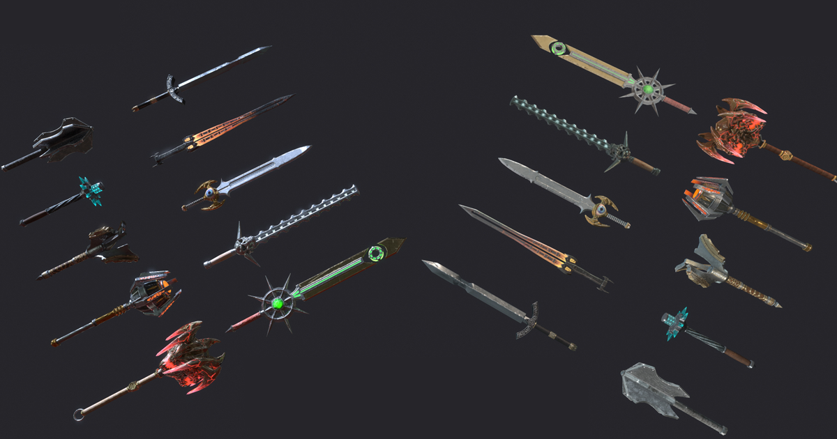 10 Fantasy Stylish Weapon | 3D 武器 | Unity Asset Store