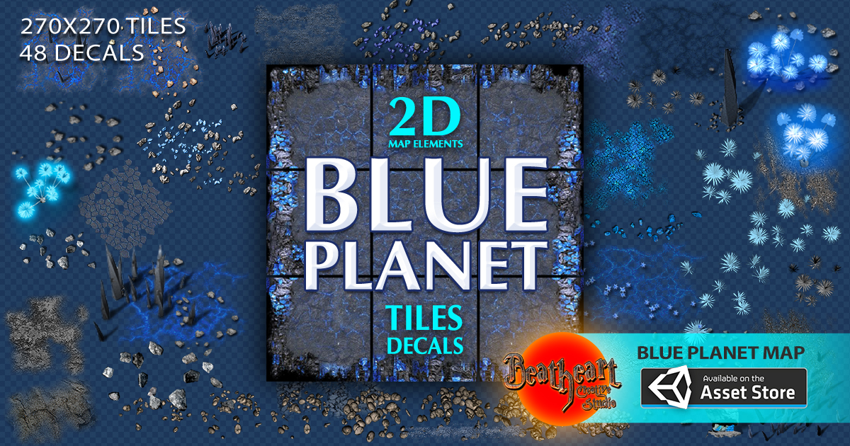 2D BLUE PLANET TILES and DECALS | 2D Environments | Unity Asset Store