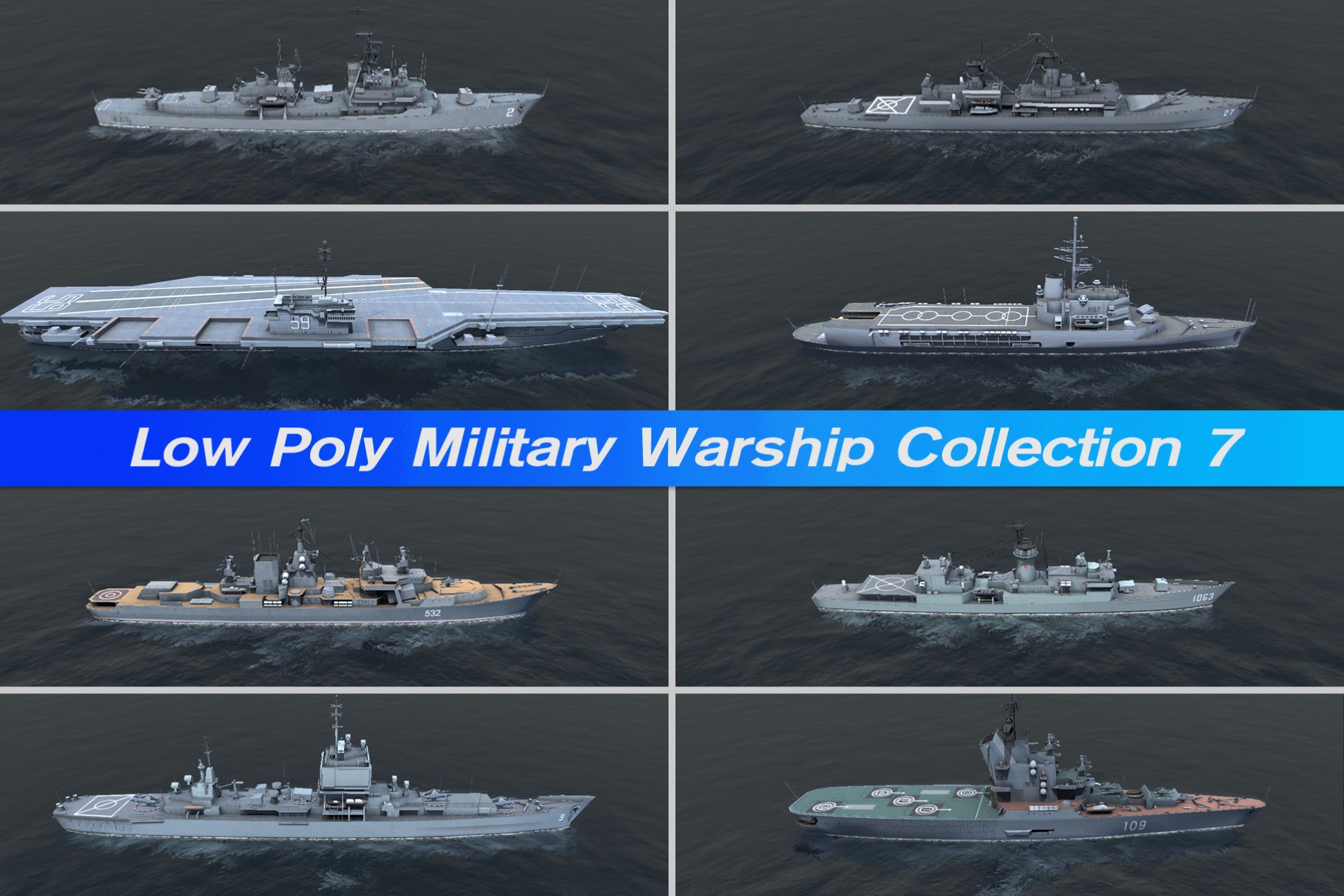 Low Poly Military Warship Collection 7 | 3D Sea | Unity Asset Store