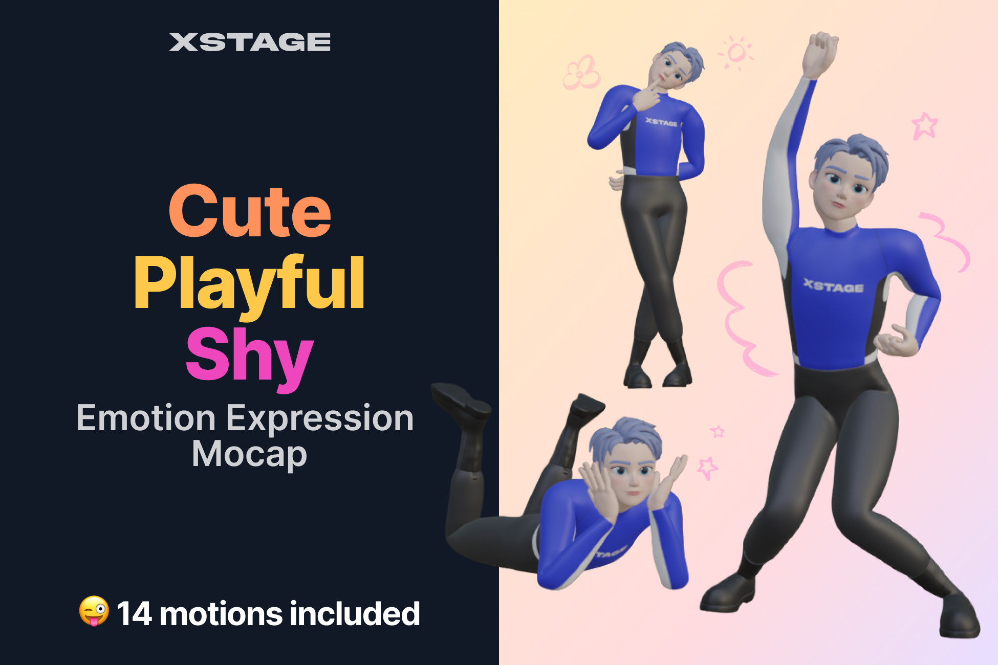 Cute, Playful, Shy | Emotion Expression Mocap Pack #2 | 3D Animations ...