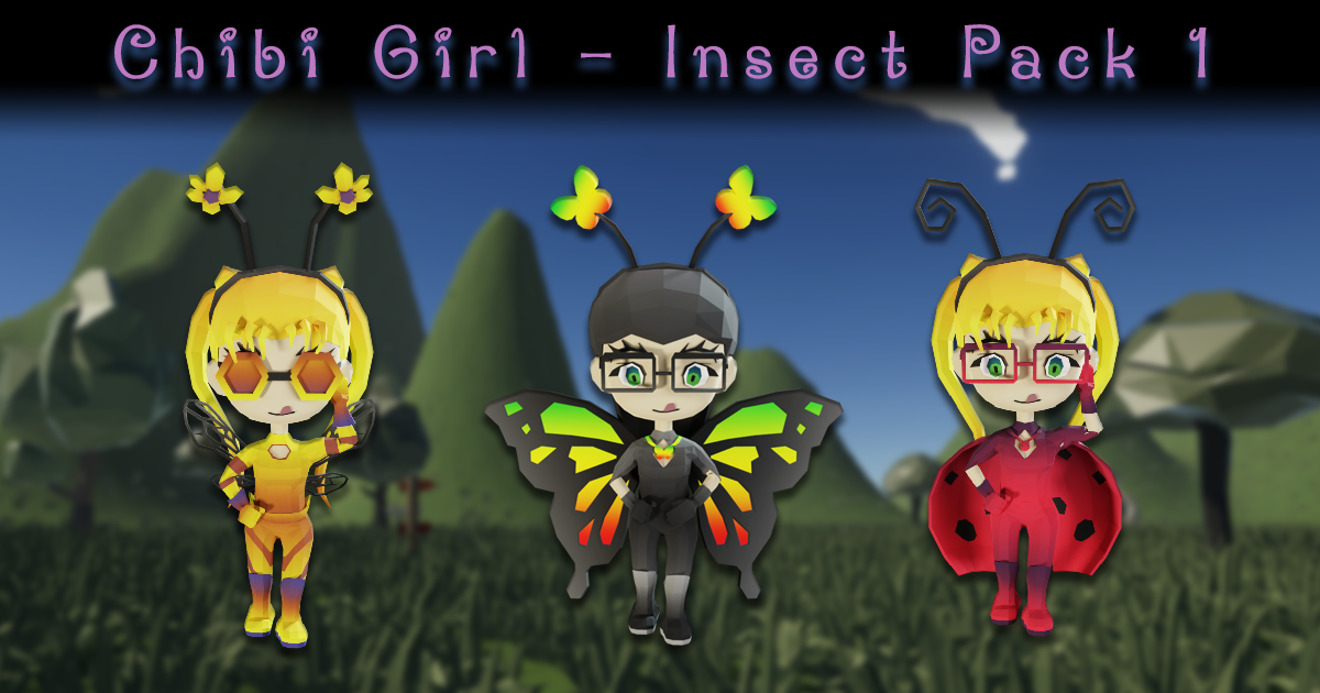 Chibi Girl Pack 1 - Insect Theme/3 Variants | Characters | Unity Asset ...