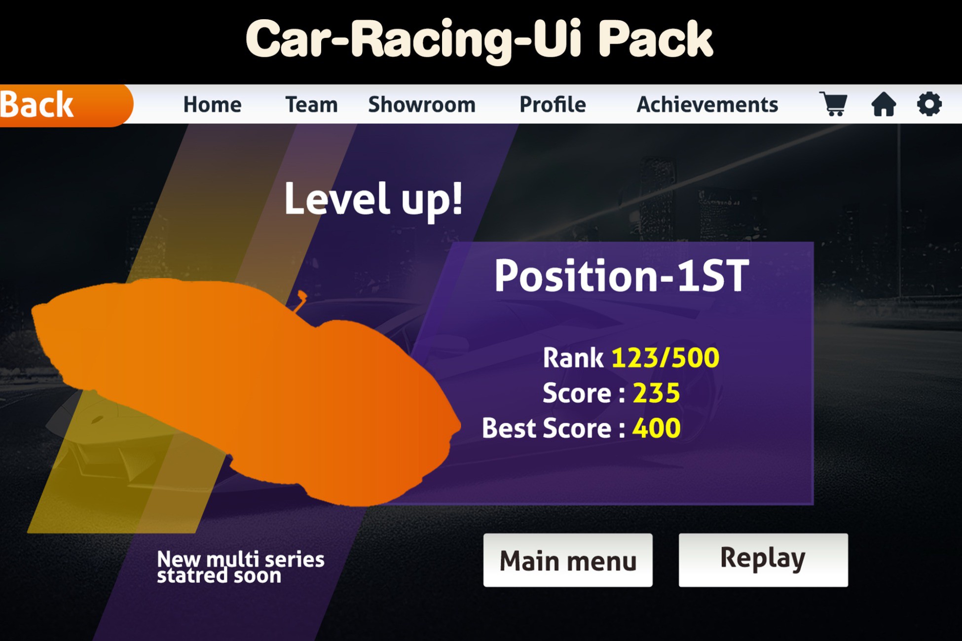 Racing Car Game Ui template | 2D GUI | Unity Asset Store