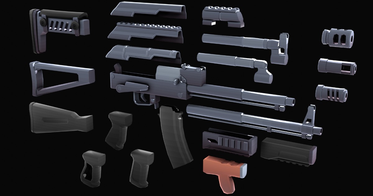 Modular Weapon - AK and AR15 pack | 3D Guns | Unity Asset Store