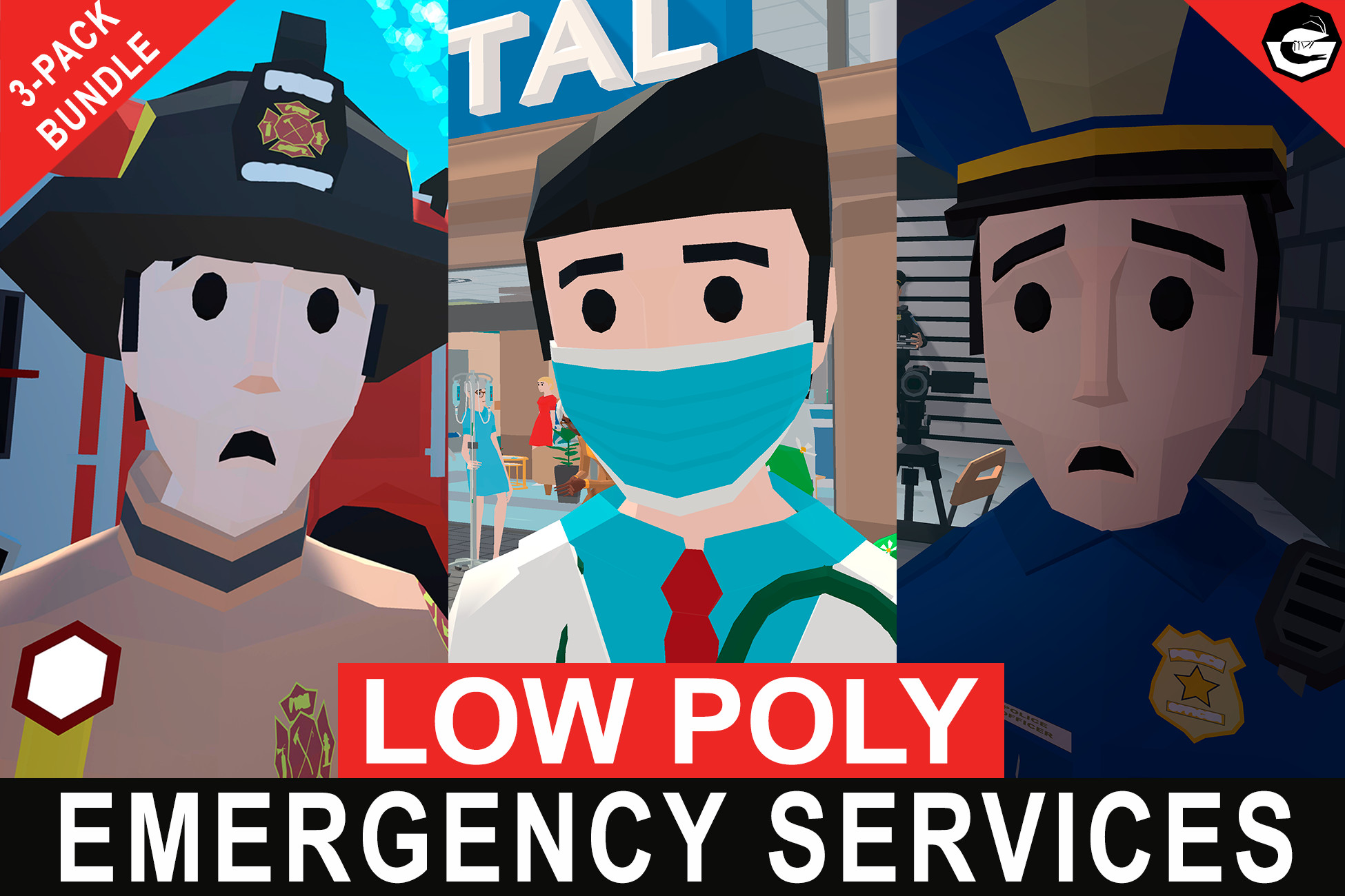 Low Poly Emergency Services Bundle | 3D Urban | Unity Asset Store