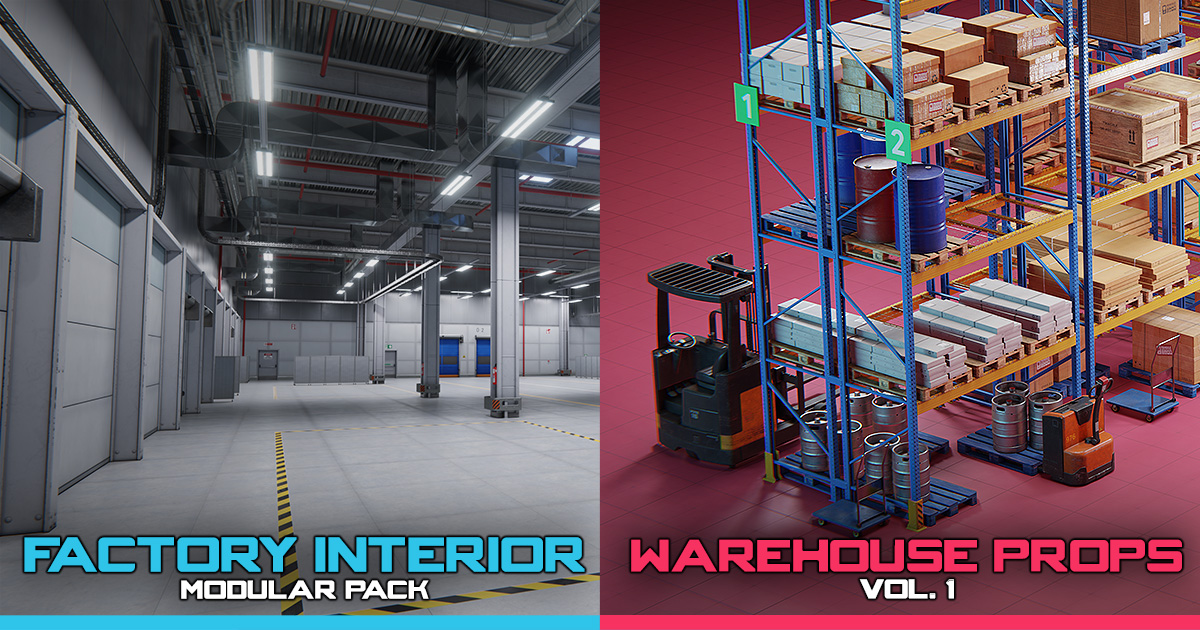Factory Interior + Warehouse Props Vol 1 - BUNDLE | 3D Props | Unity Asset Store