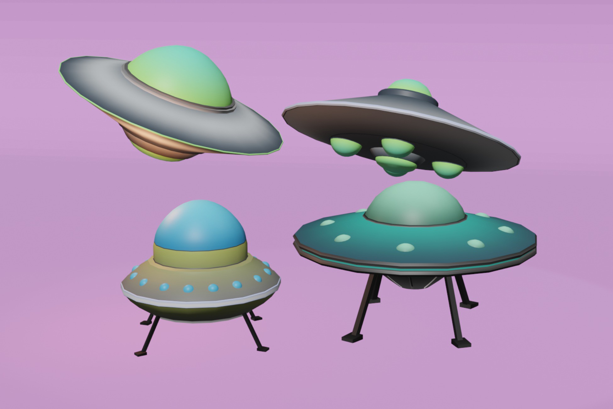 Simple Low Poly UFOs | 3D Space | Unity Asset Store