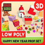 Low Poly Cute Great Happy New Year Christmas Gift Ornament Decoration ...