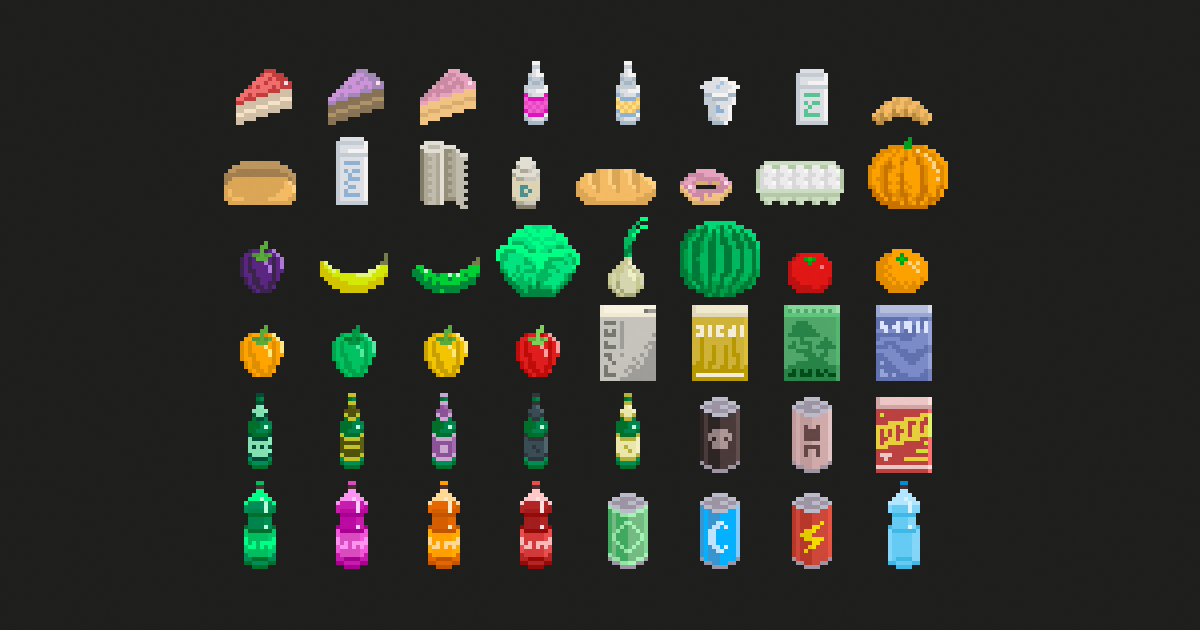 2D Pixel Supermarket Food Pack | 2D Food | Unity Asset Store