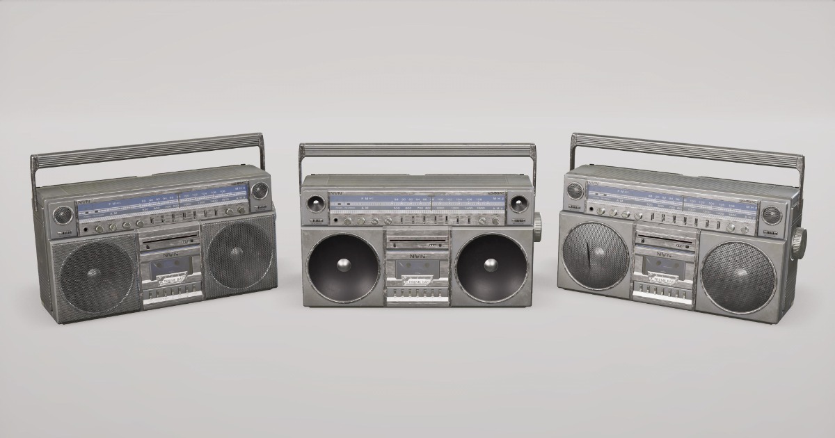 80s Boombox A Silver Dirty | 3D Electronics | Unity Asset Store
