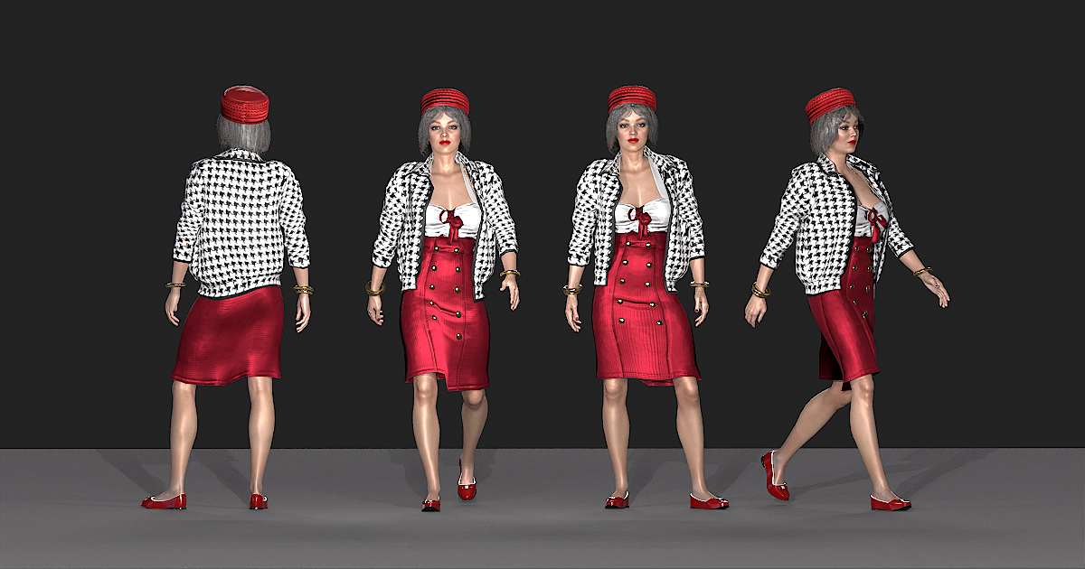 Pretty woman with blond hair in red dress and jacket | Characters ...