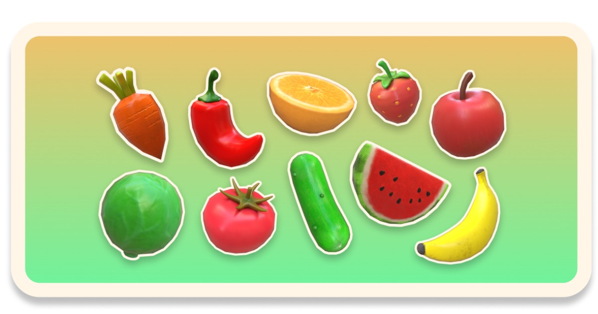 Match 3d Object Pack: Fruits & Vegetables | 3D Food | Unity Asset Store