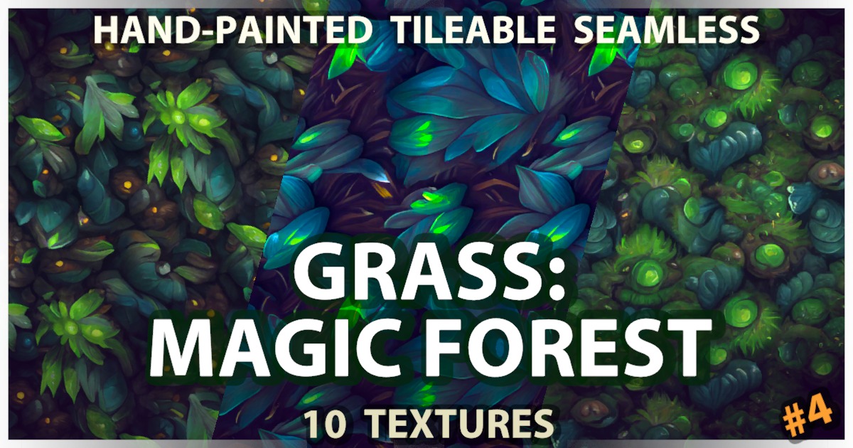 Grass Magic Forest Floor: 10 Textures (Hand-painted, Seamless ...