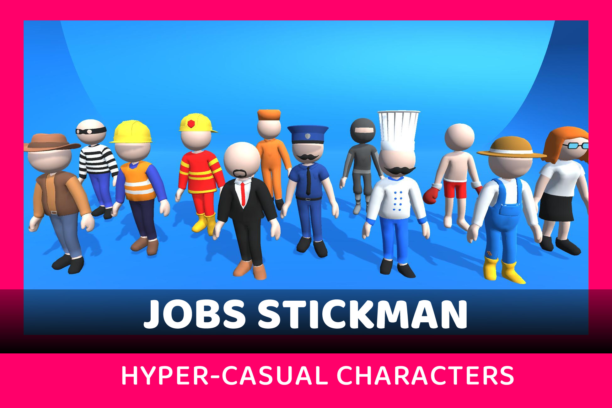 Hyper-Casual Stickman Jobs Package | 3D Characters | Unity Asset Store