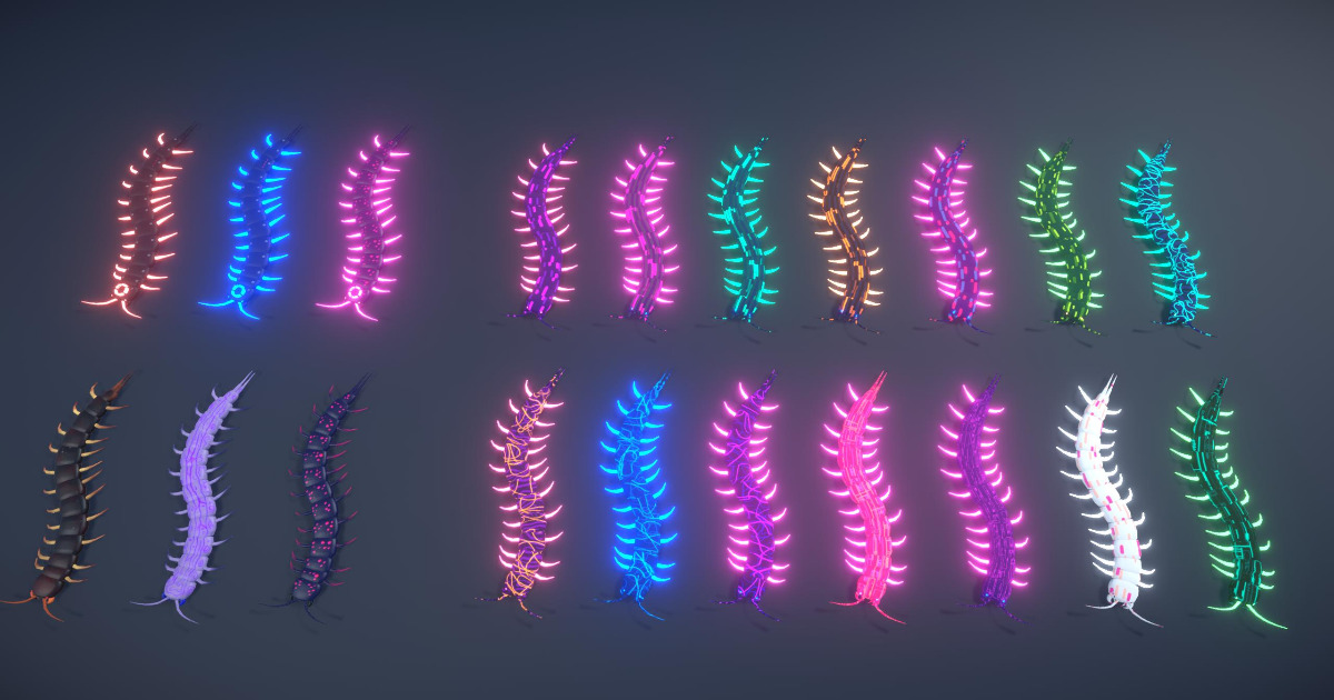 CYBER Centipede Worms 3D | 3D Creatures | Unity Asset Store