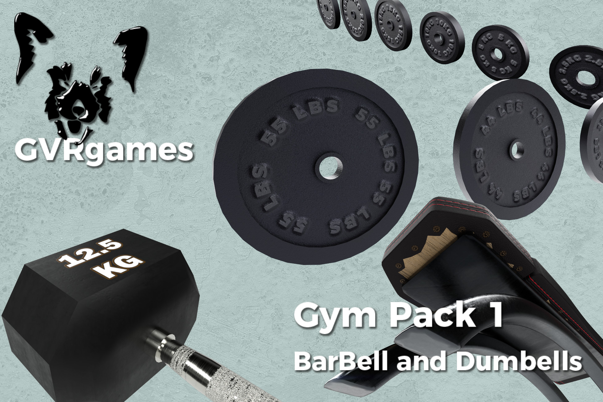 Gym Set - pack1 - Barbell and Dumbbells | 3D 소품 | Unity Asset Store