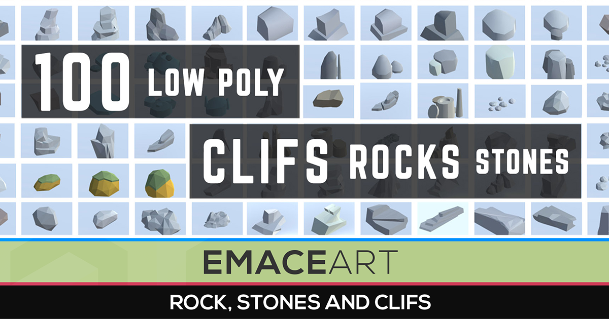 Low Poly Nature Project - 100 Rocks Stones and Clifs | 3D Landscapes ...