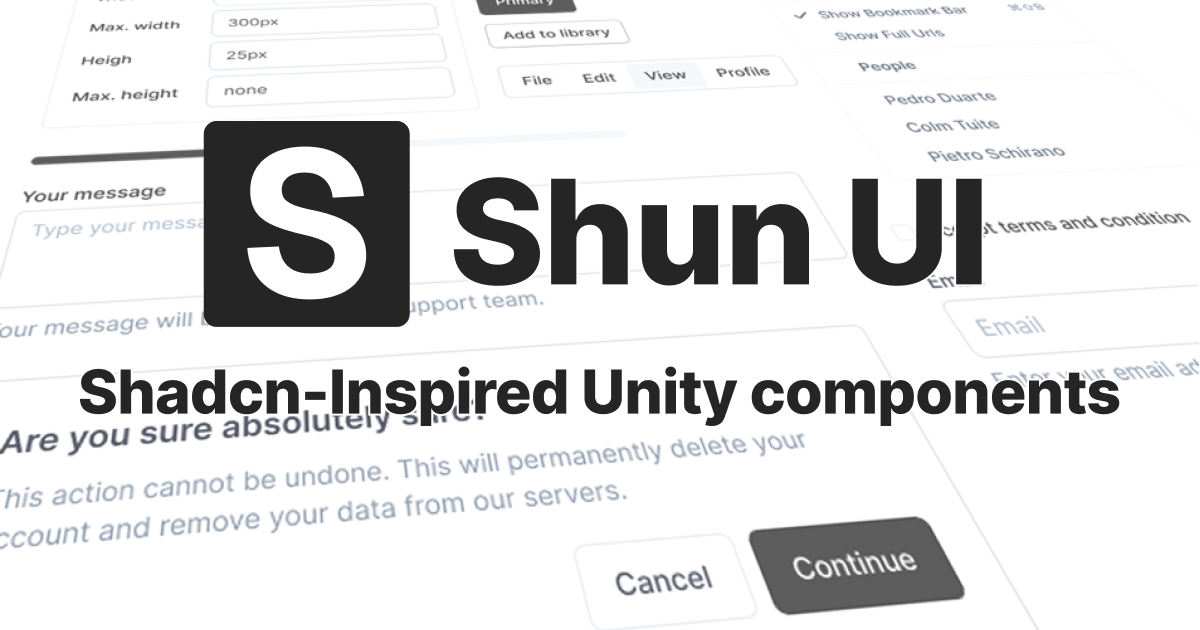 Shun UI (uGUI version) - Shadcn-Inspired Components | GUI Tools | Unity Asset Store