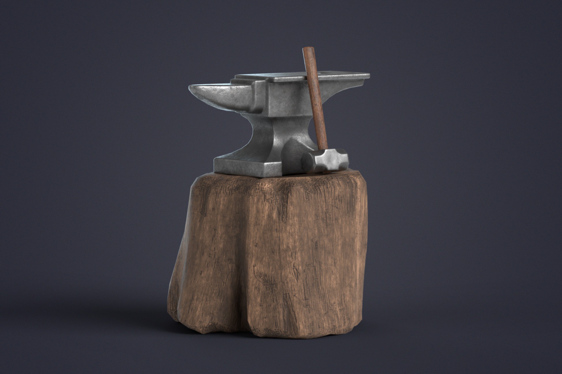 Anvil and Hammer on a Log | 3D Tools | Unity Asset Store