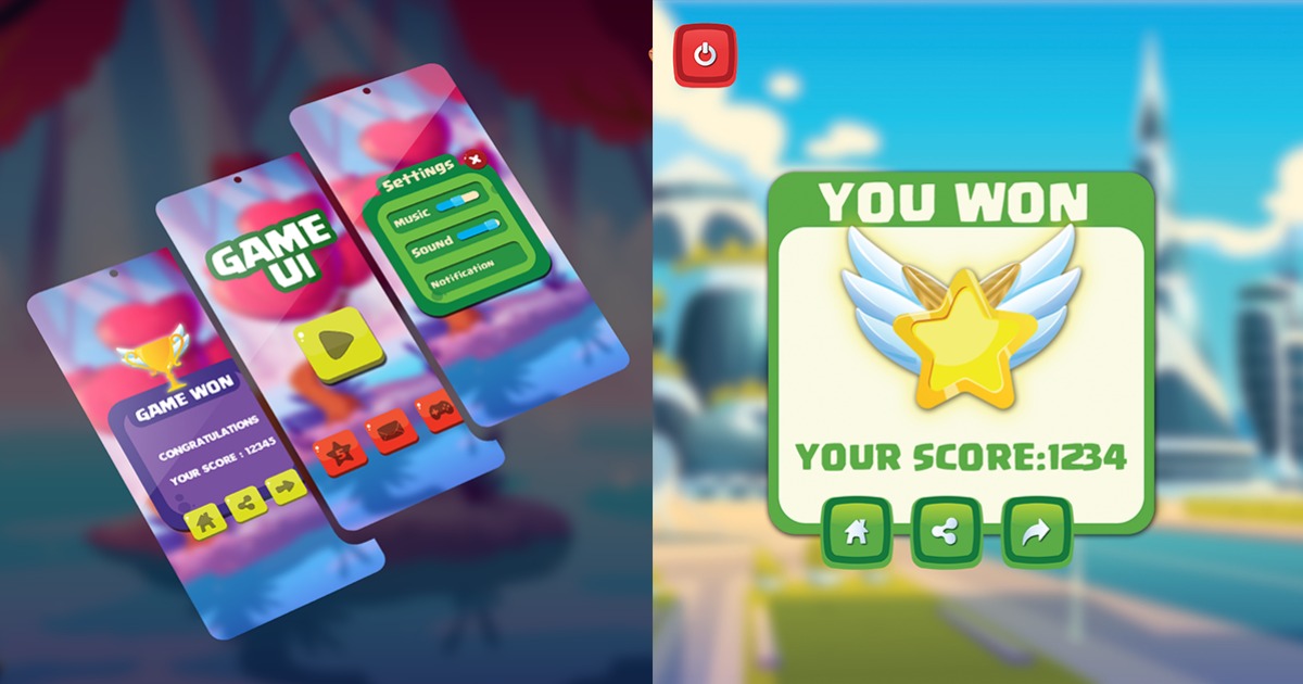 Combo of Awesome Game UI Pack, Button Pack and Icon pack 13 and 17 | 2D ...