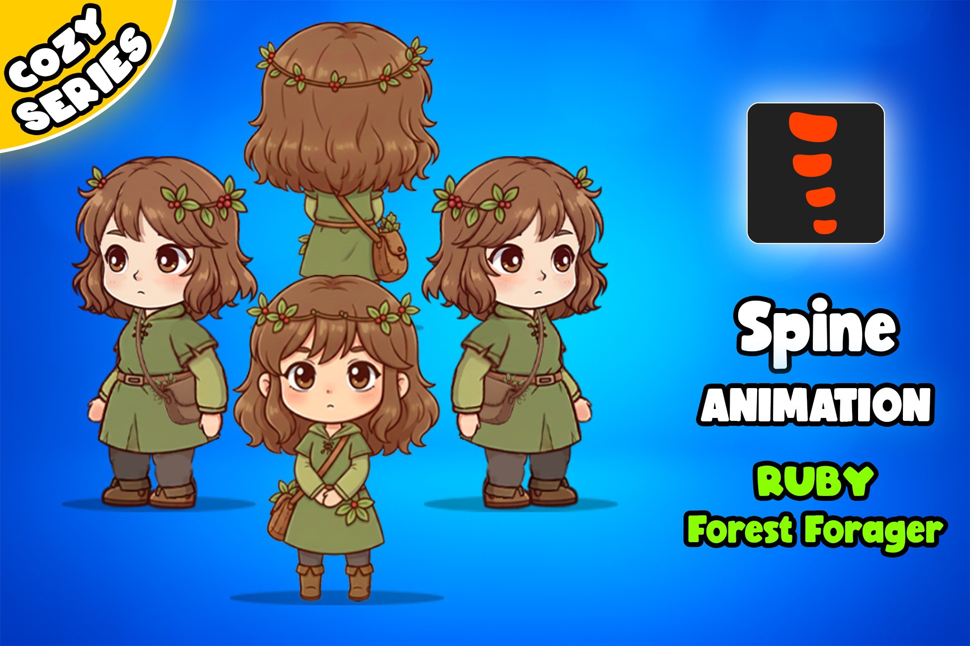 Ruby Forest Forager 2D Animated Spine Character (Cozy Series) | 2D ...