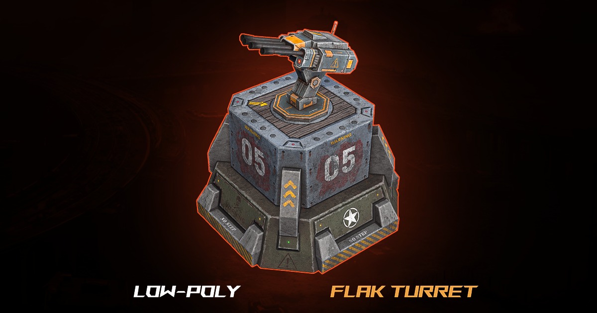 Low-Poly Flak Turret - Mobile RTS Asset | 3D Weapons | Unity Asset Store