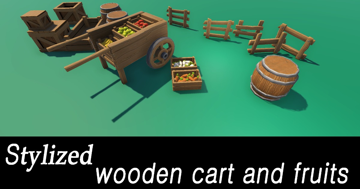 a cart and box of fruit | 3D Props | Unity Asset Store