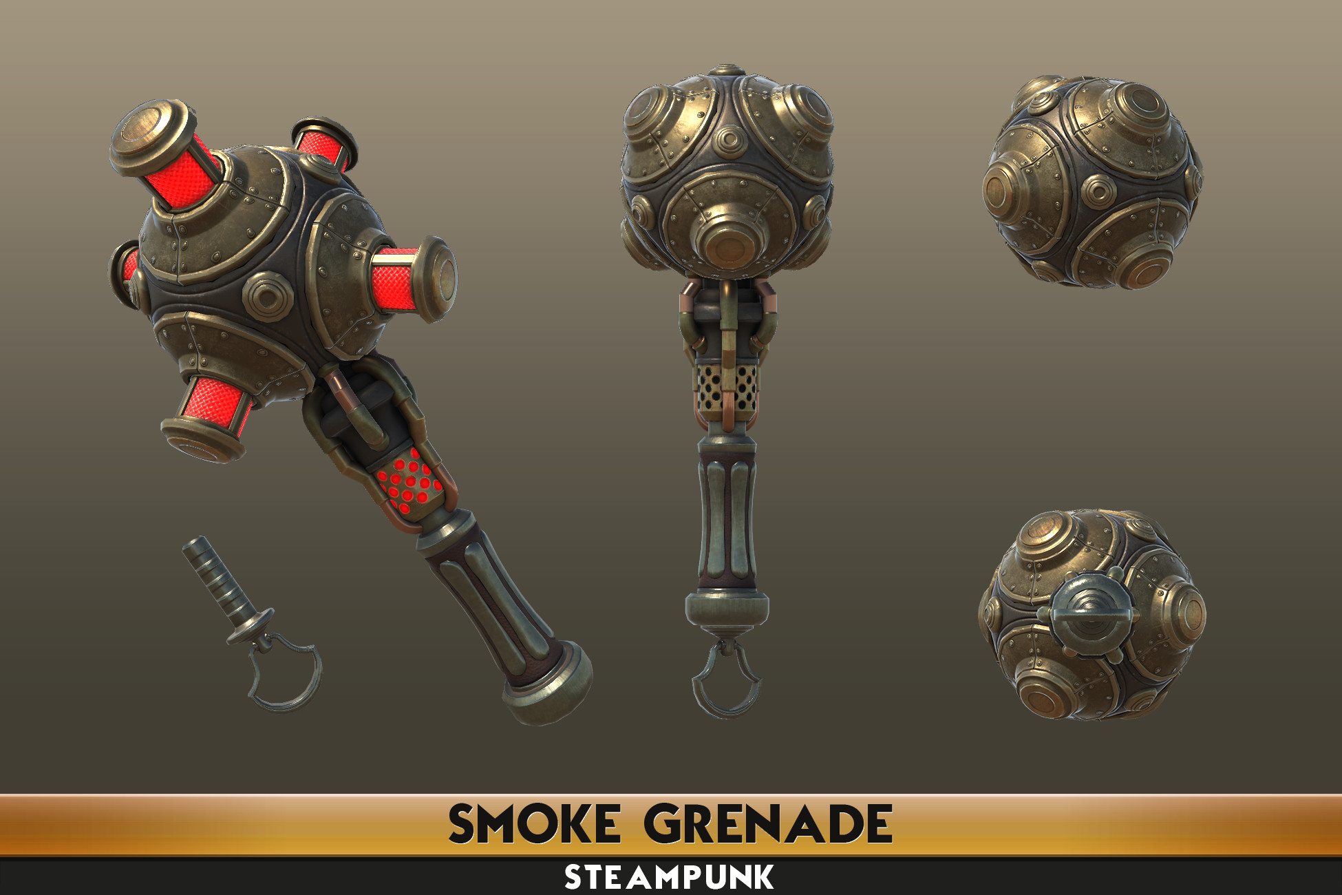 The SteamPunk Smoke Grenade | 3D Weapons | Unity Asset Store