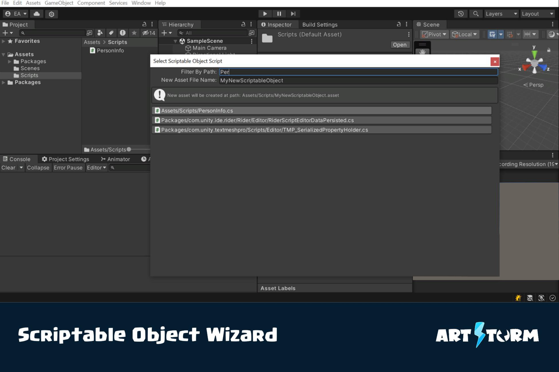 Scriptable Object Creation Wizard Utilities Tools Unity Asset Store